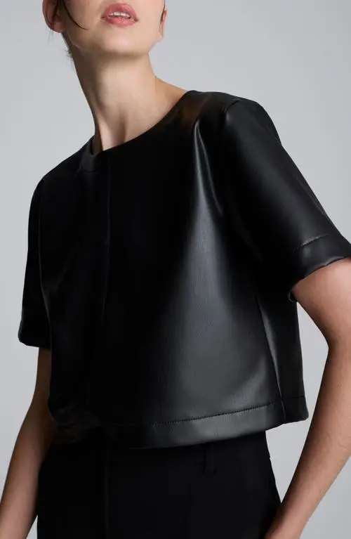 KENNETH COLE Cropped Faux Leather T-shirt