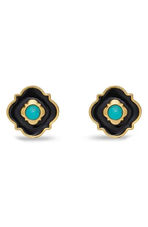 Lele Sadoughi Biltmore Button Stud Earrings - Patina Green