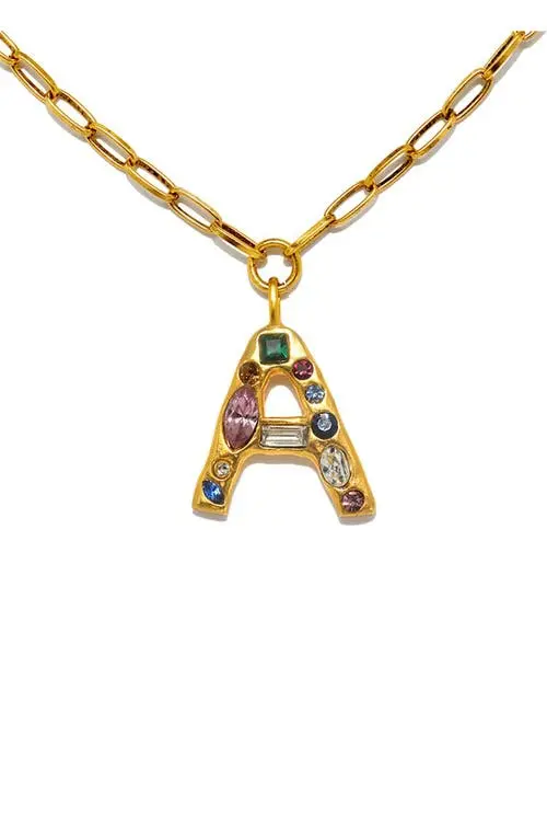 Sequin Emilie Crystal Initial Pendant Necklace - Gold - A