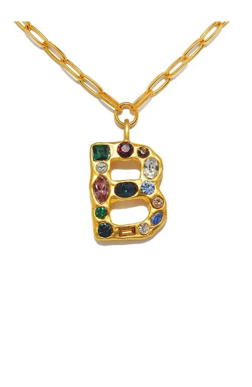 Sequin Emilie Crystal Initial Pendant Necklace - Gold - B
