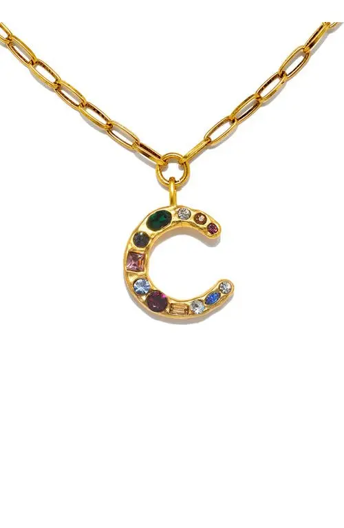 Sequin Emilie Crystal Initial Pendant Necklace - Gold - C
