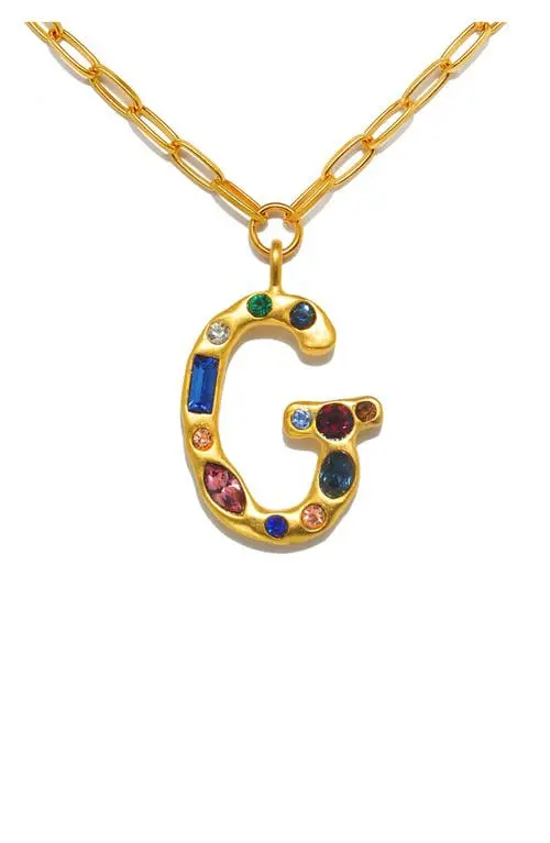 Sequin Emilie Crystal Initial Pendant Necklace - Gold - G