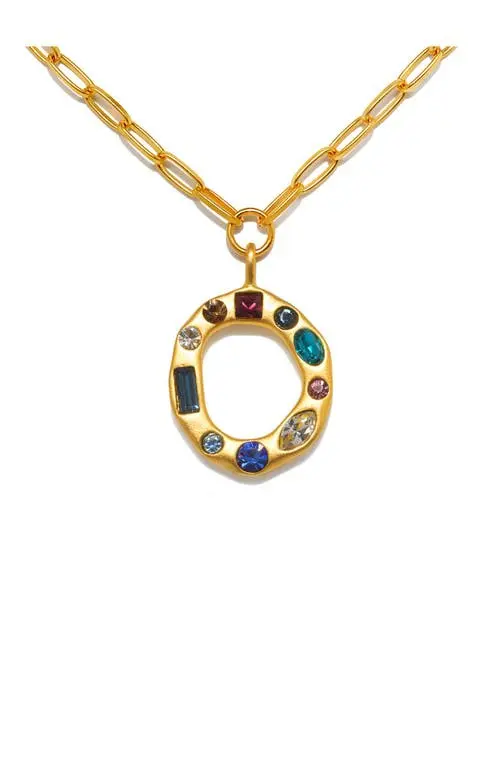 Sequin Emilie Crystal Initial Pendant Necklace - Gold - O