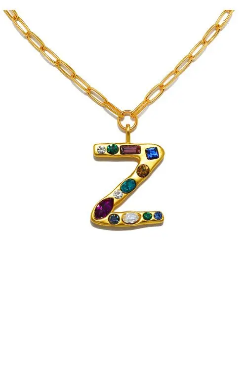 Sequin Emilie Crystal Initial Pendant Necklace - Gold - Z