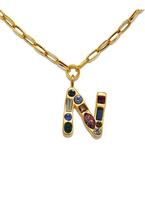 Sequin Emilie Crystal Initial Pendant Necklace - Multi