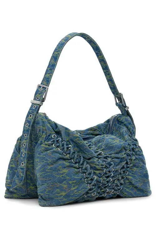 Desigual Lace-up Denim Shoulder Bag