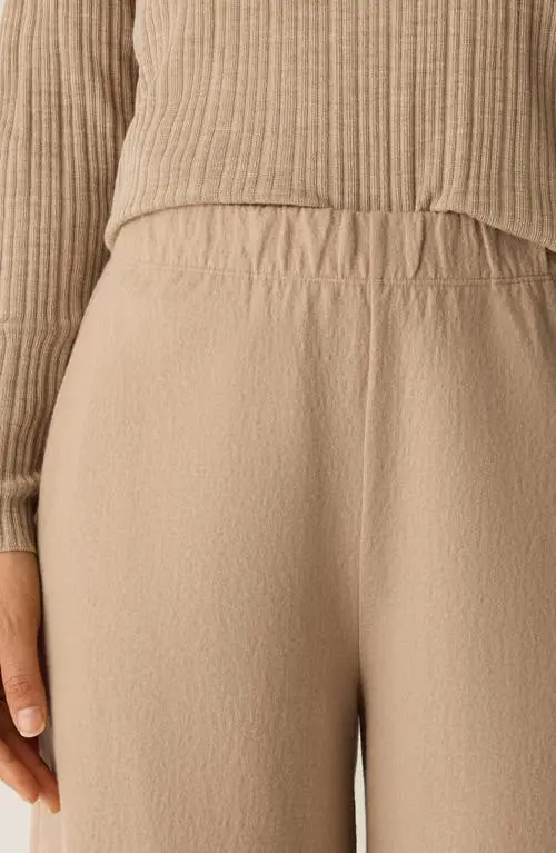 Eileen Fisher High-waist Wool Wide-leg Pants - Biscuit