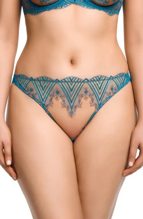 DITA VON TEESE Fortunia Embroidered Mesh Thong - Mosaic