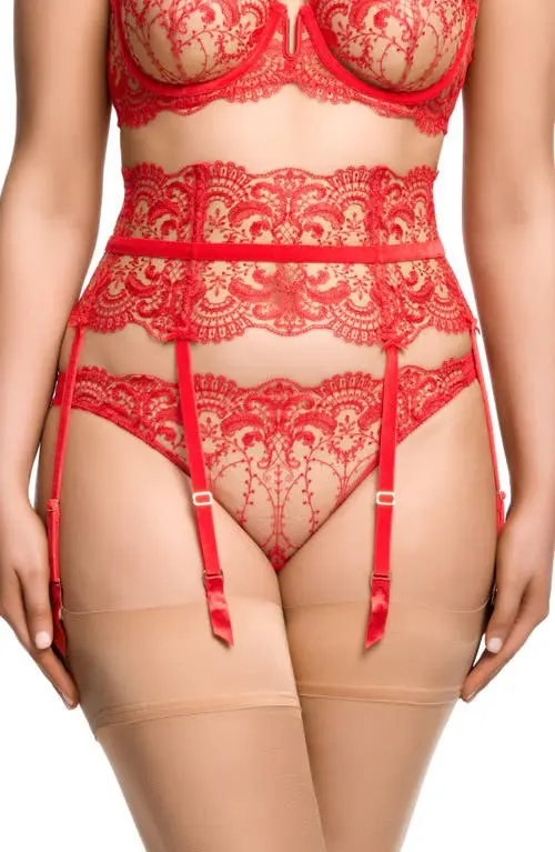 DITA VON TEESE Nom De Plume Suspender Belt - Flame