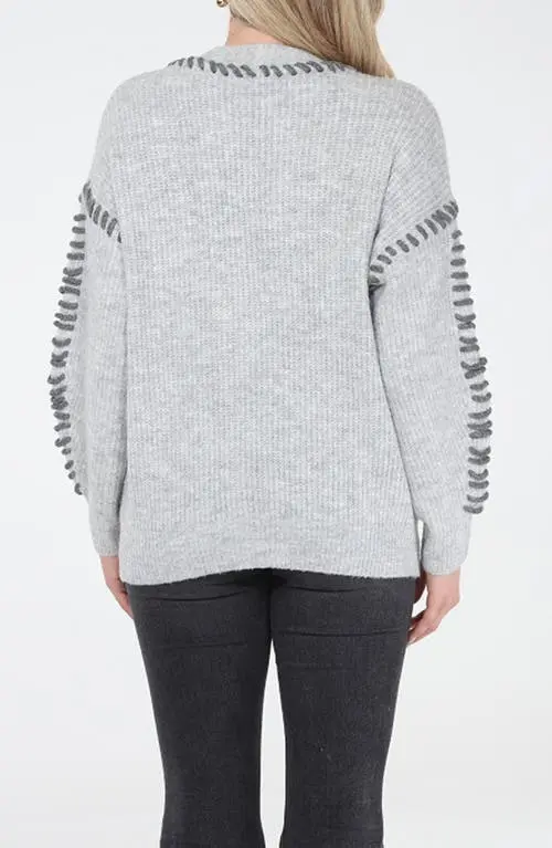 RAIN AND ROSE Contrast Stitch Cardigan - Grey