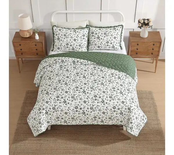 Laura Ashley Miranda Cotton Twin Quilt Set