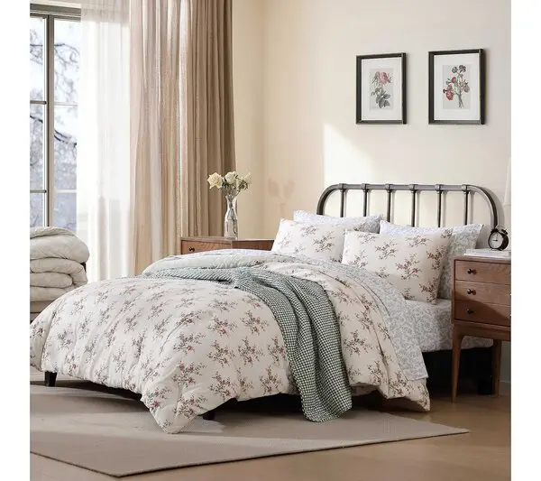 Laura Ashley Jessika Cotton Flannel Twin Comfor Ter Set - One-color