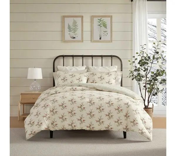 Laura Ashley Jessika Cotton Flannel King Comfor Ter Set