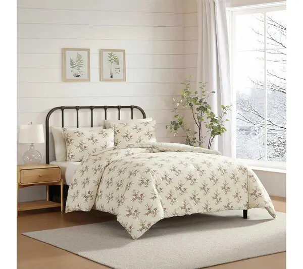 Laura Ashley Jessika Cotton Flannel King Comfor Ter Set