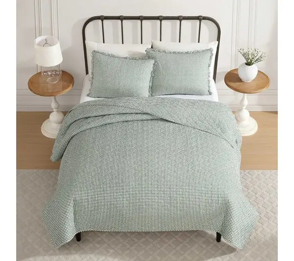 Laura Ashley Gracies Gingham Cotton Twin Quilt Set