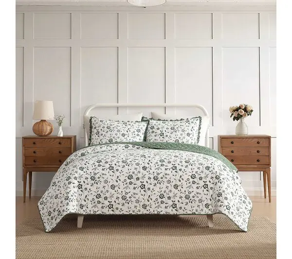 Laura Ashley Miranda Cotton King Quilt Set - One-color
