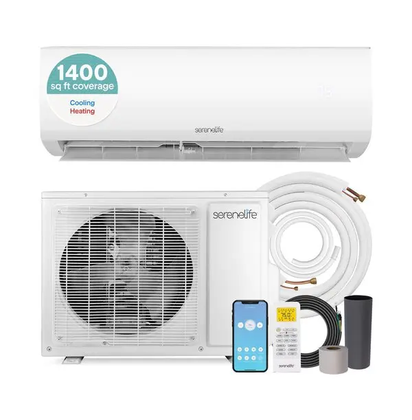 SERENELIFE 24000 Btu Indoor And Outdoor Mini Split Ac Unit Kit Â 230v Smart Cooling & Heating Mini Split Ac With Wifi - No Color