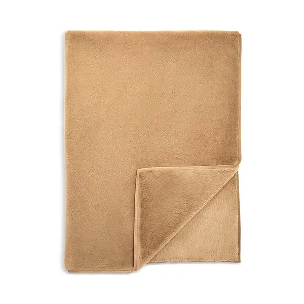 HUDSON PARK COLLECTION Rabbit Faux Fur Throw Blanket Exclusive - Dune
