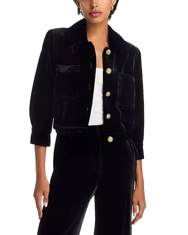 L'Agence Jia Velvet Jacket - Black