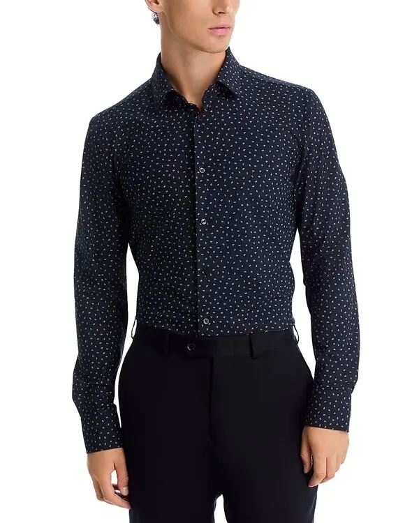 BOSS Hank Slim Fit Button-front Performance Shirt - Black