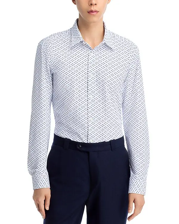 BOSS Roan Slim Fit Button-front Shirt - Light Pastel Blue