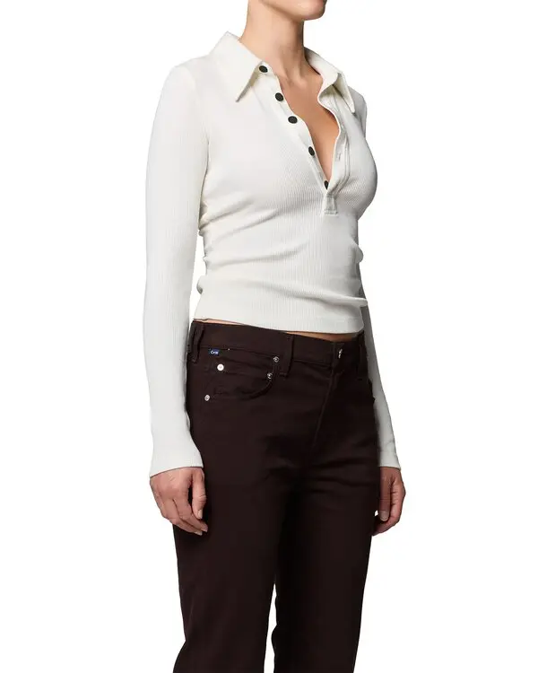 Citizens Of Humanity 60's Long Sleeve Polo Top - Pashmina