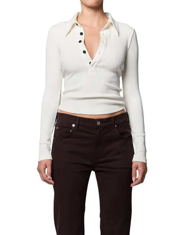Citizens Of Humanity 60's Long Sleeve Polo Top - Pashmina