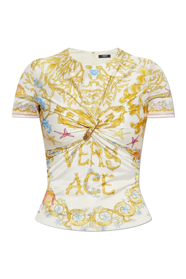Versace Top With Decorative Draping And Safety Pin
