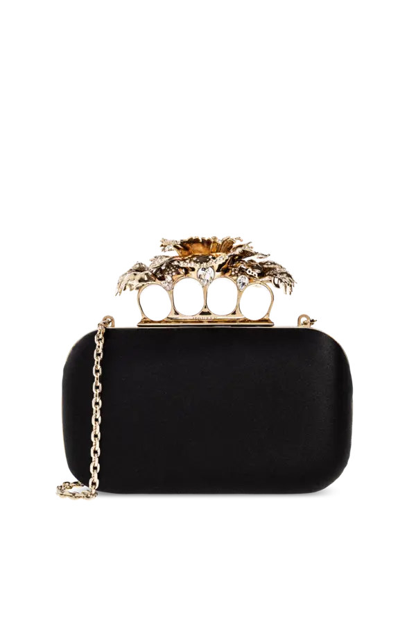 Alexander McQueen Carnation Knuckle Clutch - Black