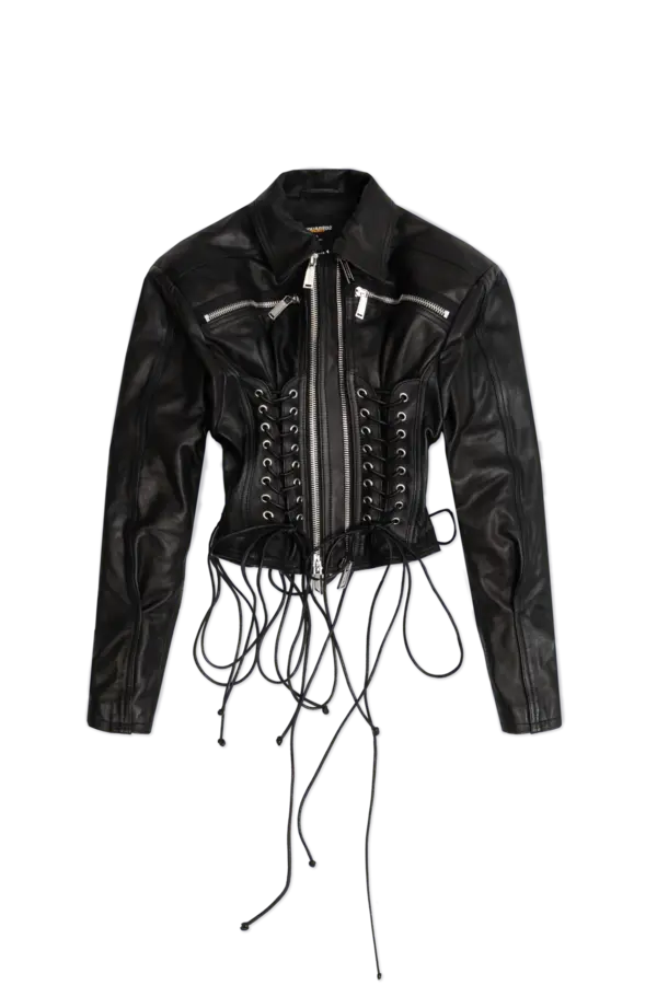 Dsquared2 X Ducati Fitted Leather Jacket - Black