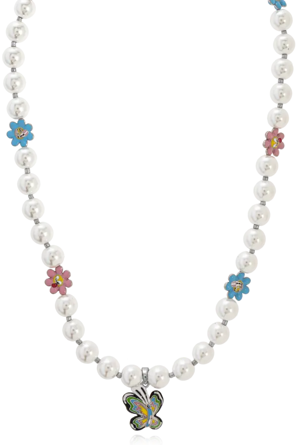 Marc Jacobs X Hattie Stewart Pearl And Enamel Butterfly Pendant Necklace - White