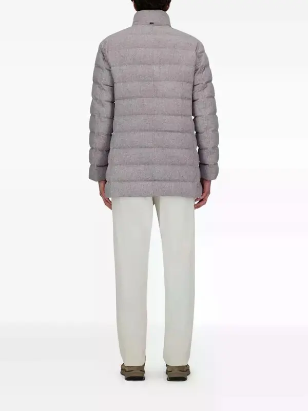 Herno High-neck Coat With Fur Collar - Grey
