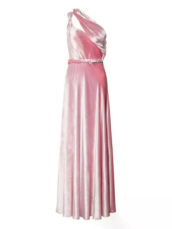 Alberta Ferretti Velvet One-shoulder Dress - Pink