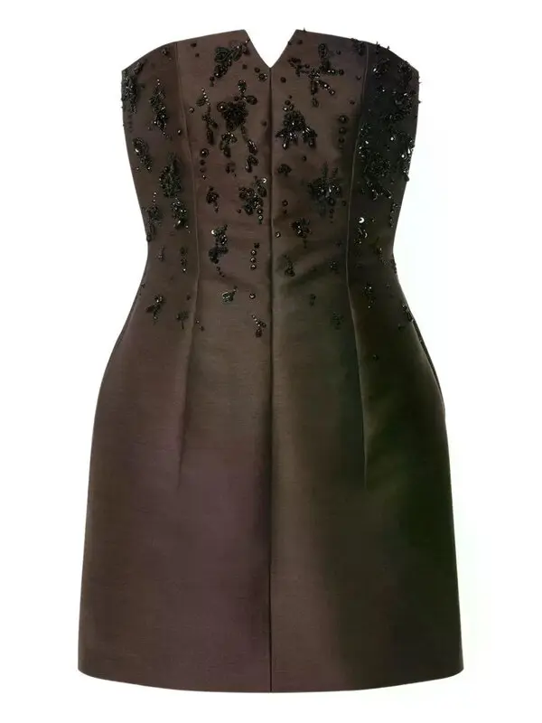 Alberta Ferretti Beaded Strapless Mini Dress