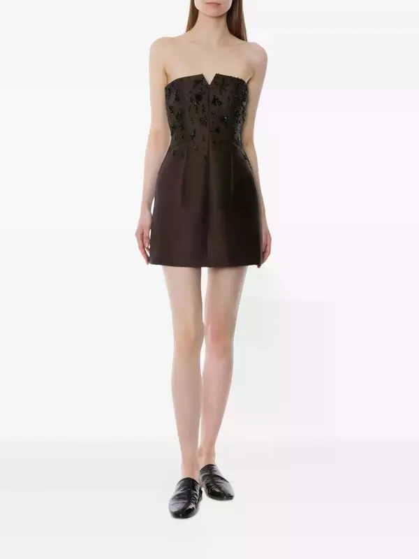 Alberta Ferretti Beaded Strapless Mini Dress