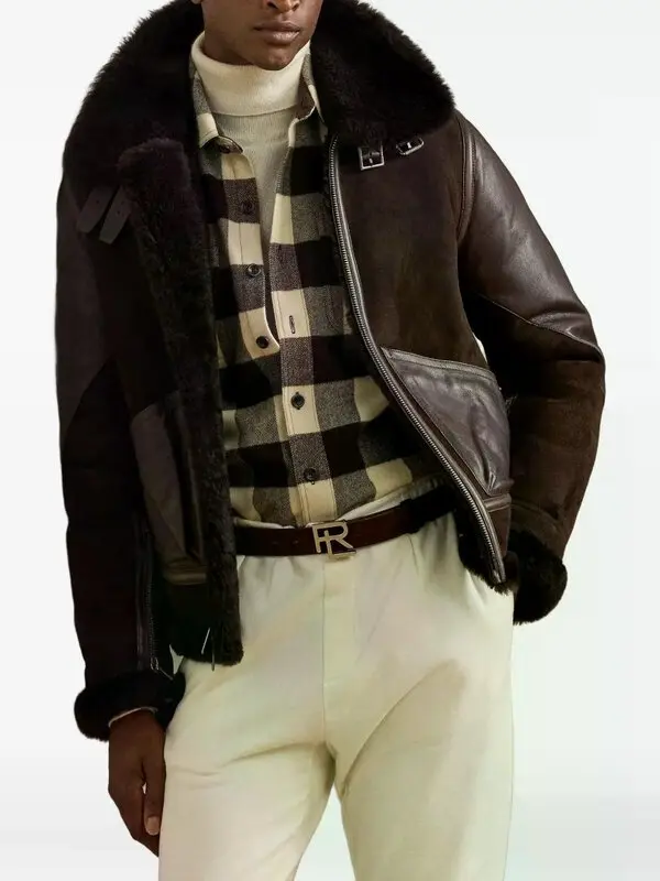 Ralph Lauren Purple Label Shearling-collar Biker Jacket