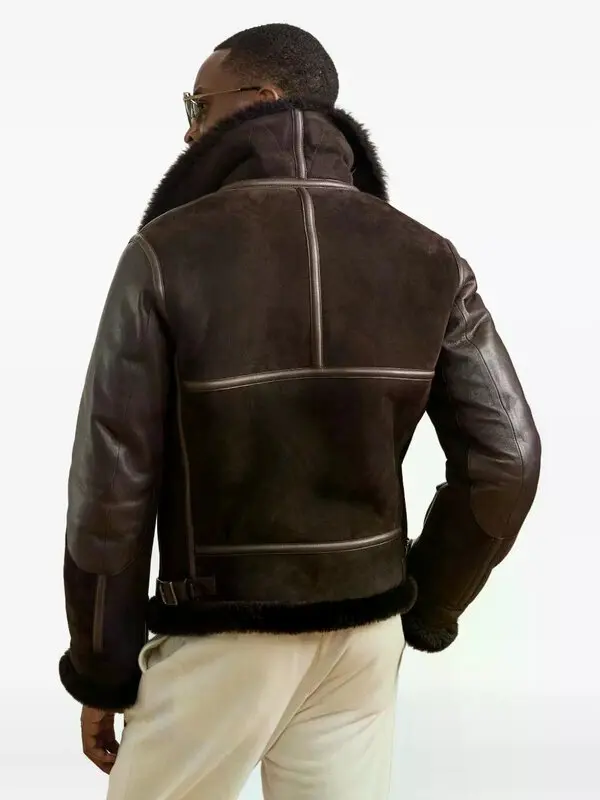 Ralph Lauren Purple Label Shearling-collar Biker Jacket
