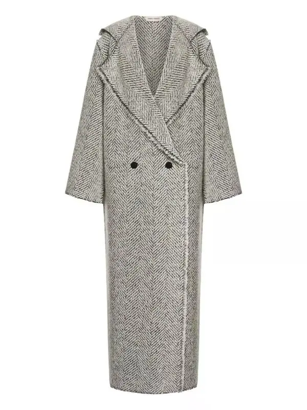 Alberta Ferretti Herringbone-pattern Double-breasted Coat