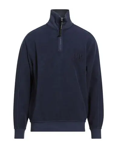 C.P. COMPANY Fleece Sweatshirt With Half-zip And Embroidered Logo - Midnight Blue