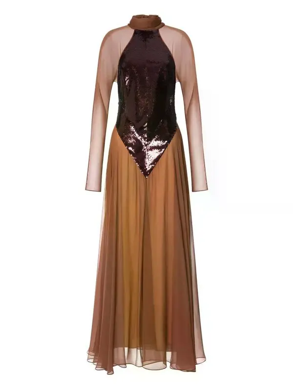 Alberta Ferretti Sequined-bodice Gown
