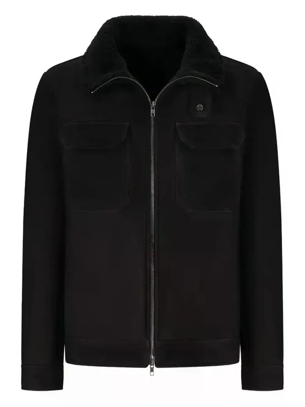 SALVATORE SANTORO Fleece-collar Suede Jacket