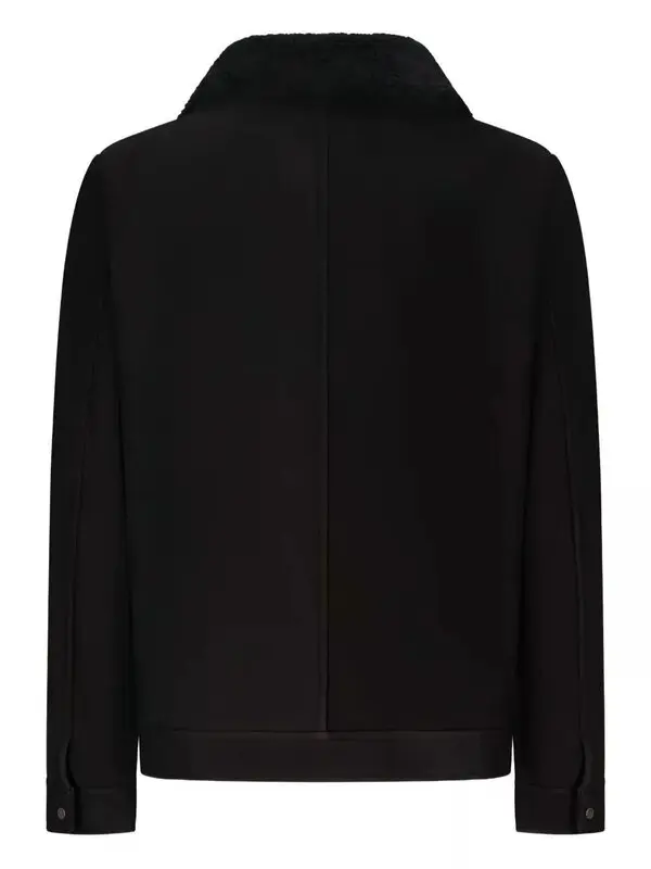 SALVATORE SANTORO Fleece-collar Suede Jacket