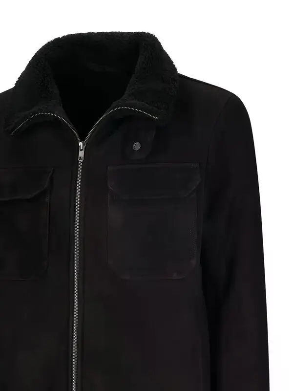 SALVATORE SANTORO Fleece-collar Suede Jacket