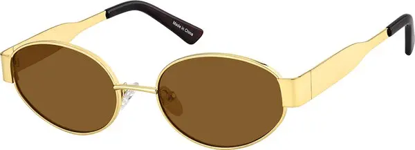 Zenni Oval Full Rim Metal Frame Sunglasses - Gold