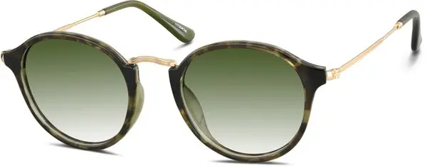 Zenni Full Rim Round Frame Sunglasses - Green Tortoiseshell