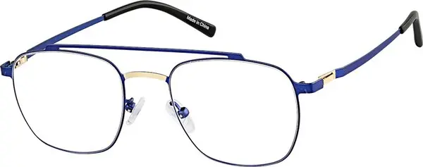 Zenni Vintage Aviator Glasses With Stainless Steel Full Rim Frame - Blue