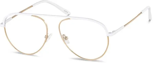 Zenni Vintage Aviator Glasses With Stainless Steel Full Rim Frame - White