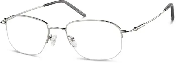 Zenni Rectangle Half-rim Flex Titanium Frame Eyeglasses - Silver
