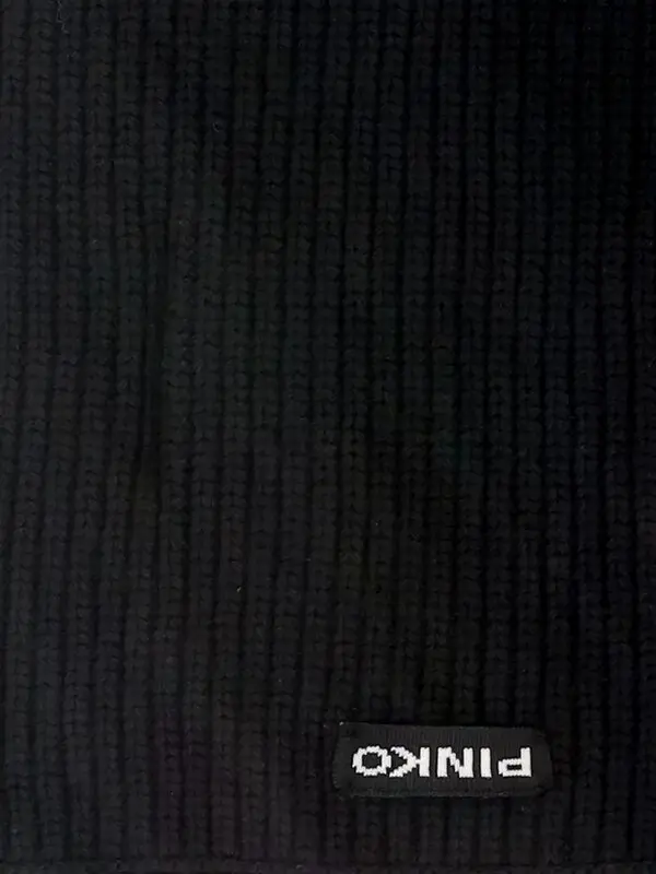 Pinko Ribbed Logo-patch Scarf - Black