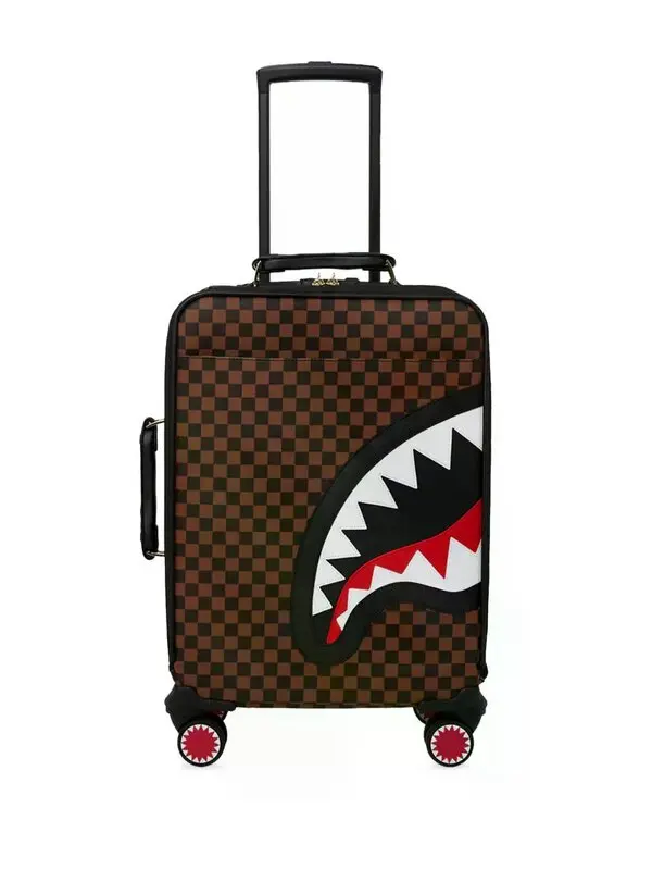 SPRAYGROUND Sawtooth Sharks In Paris Checkered Suitcase - Brown